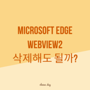Microsoft Edge WebView2 삭제해도 될까? 설치 및 삭제 방법 - 치즈데이